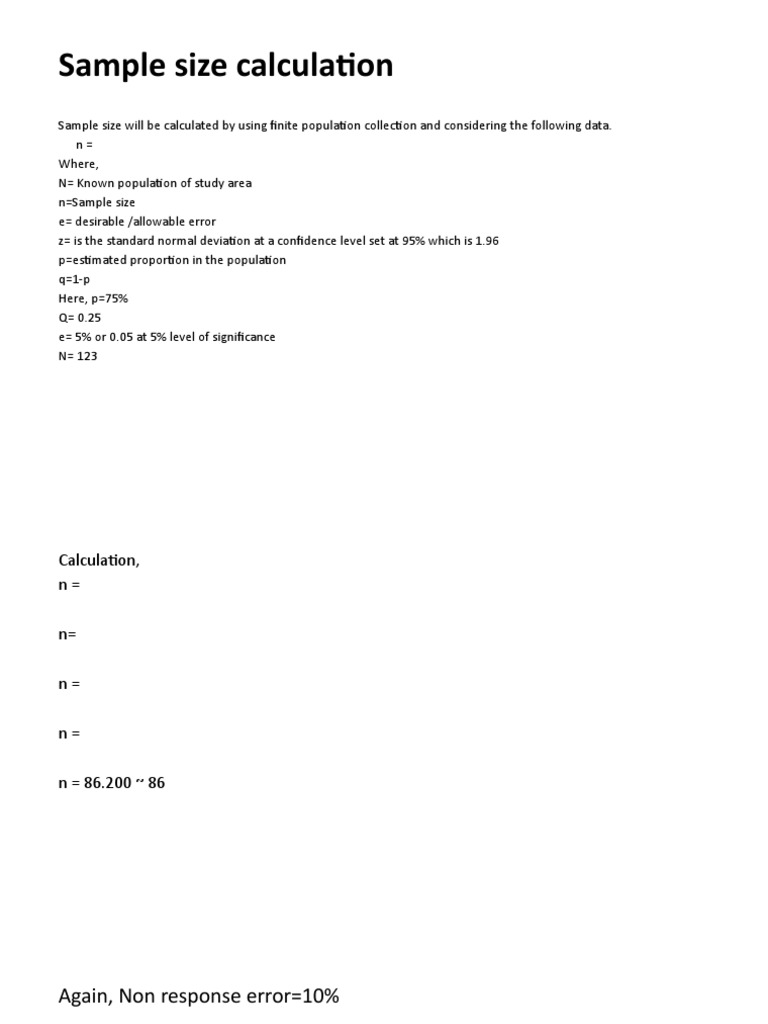 Sample Size Calculation | PDF