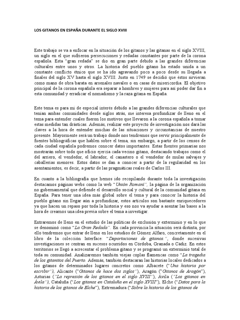 Los Gitanos en España Durante El Siglo Xviii2 | PDF | Pueblo romaní ...