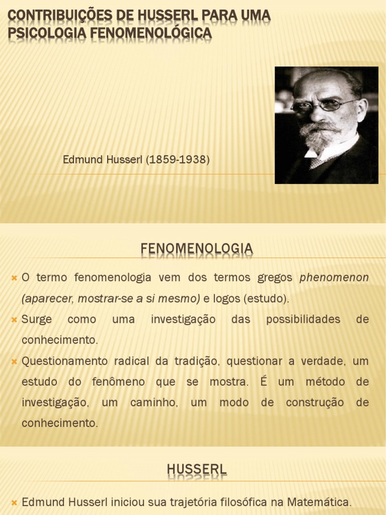 Contribuições de Husserl para Uma Psicologia Fenomenológica | PDF ...