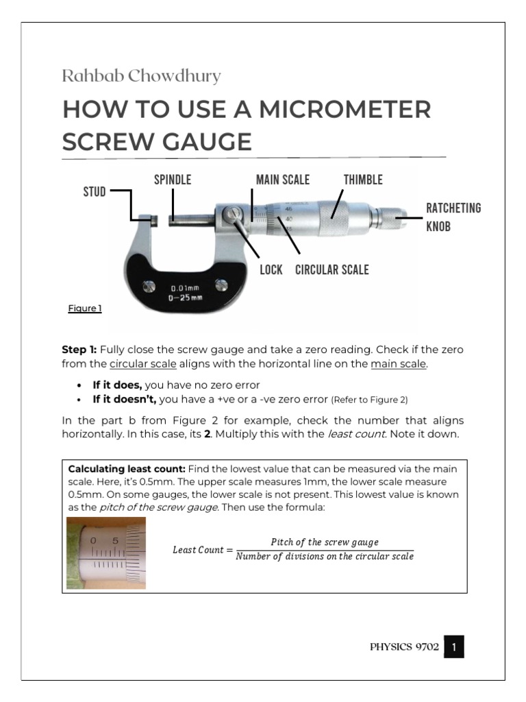 How To Use A Micrometer Screw Gauge PDF | PDF
