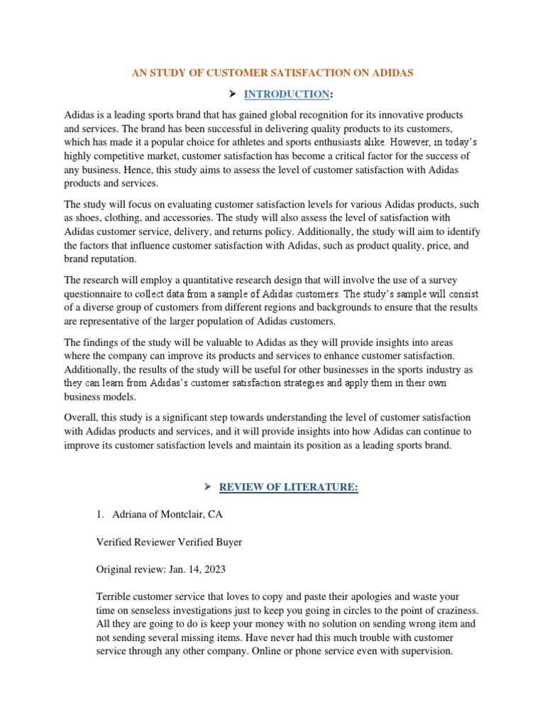 Adidas Project-1 | PDF | Survey Methodology | Customer Satisfaction