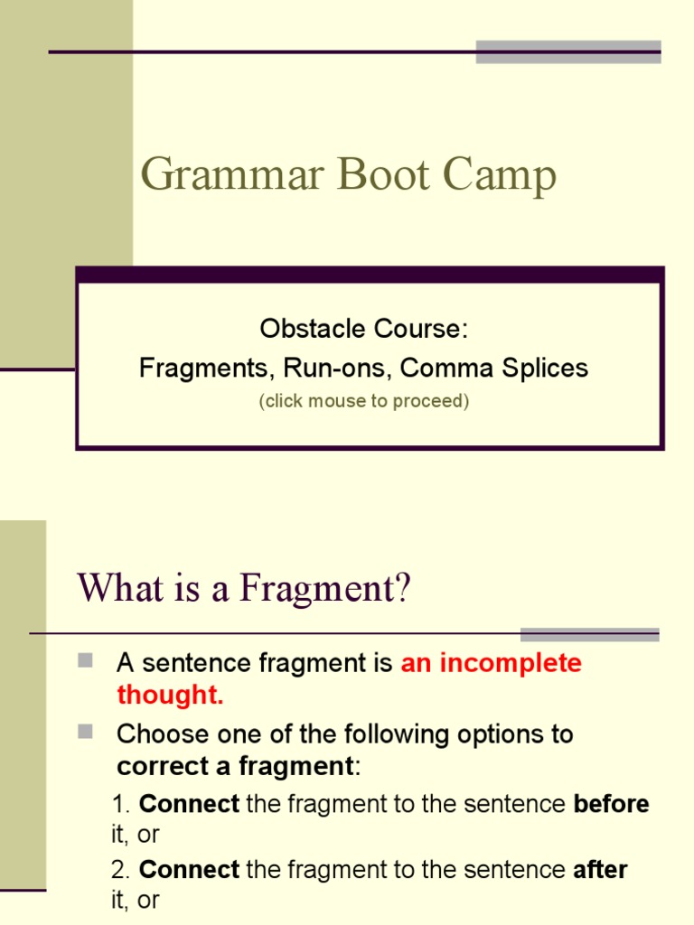 Fragments and Run-Ons | PDF