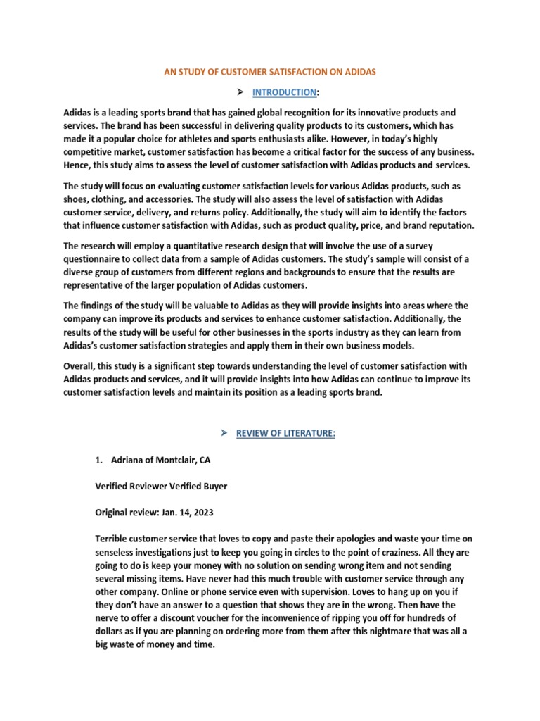 Adidas Project | PDF | Survey Methodology | Customer Satisfaction