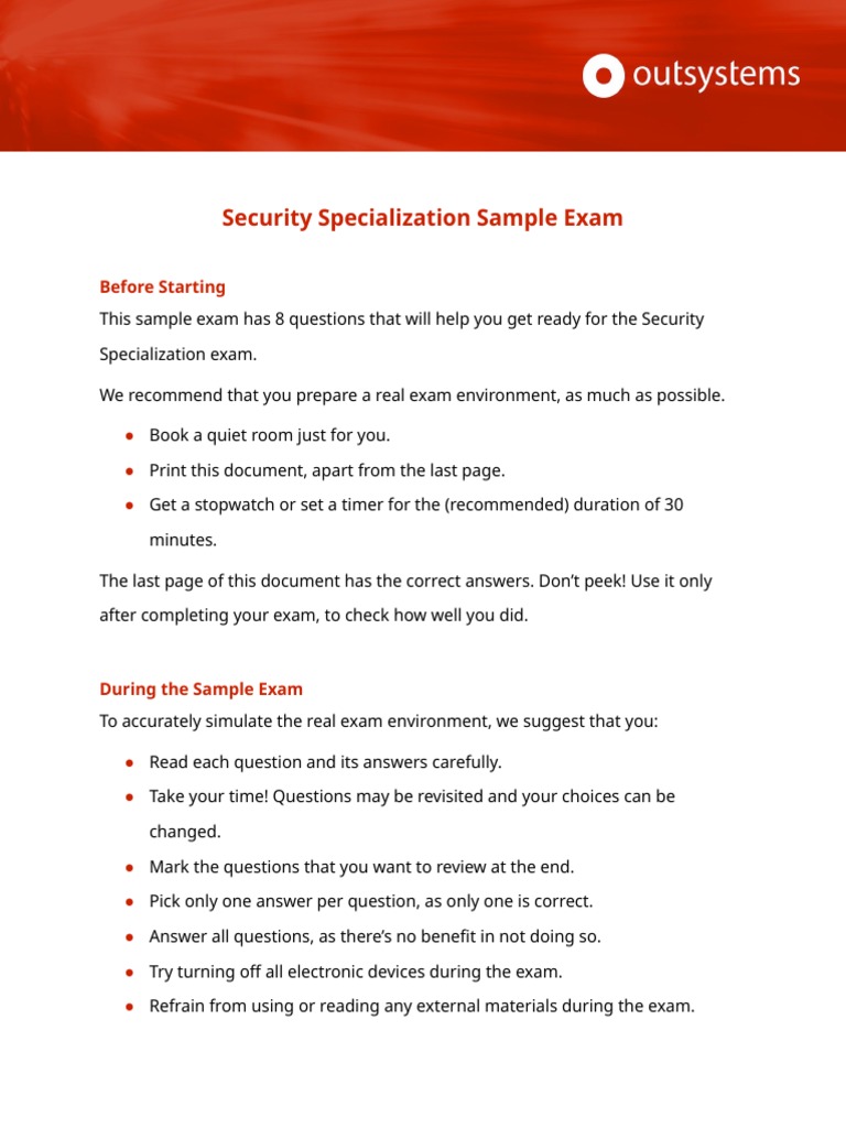 Security Specialization Sample Exam Guide | PDF | User (Computing ...