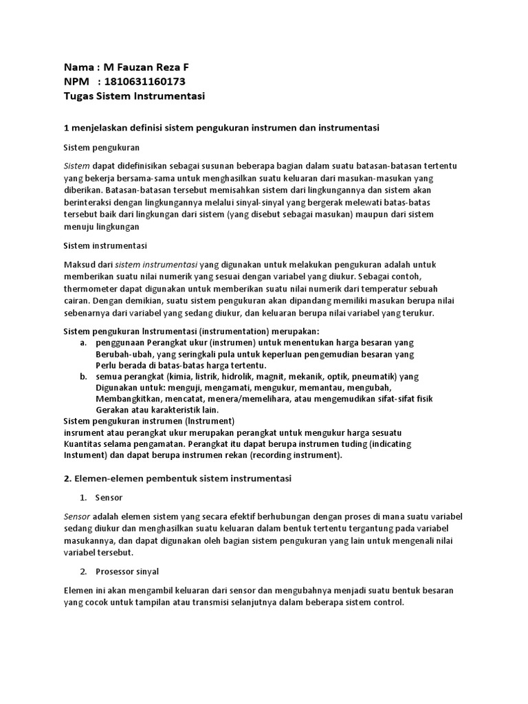 Tugas SI - M Fauzan Reza - 18173 | PDF | Komputer