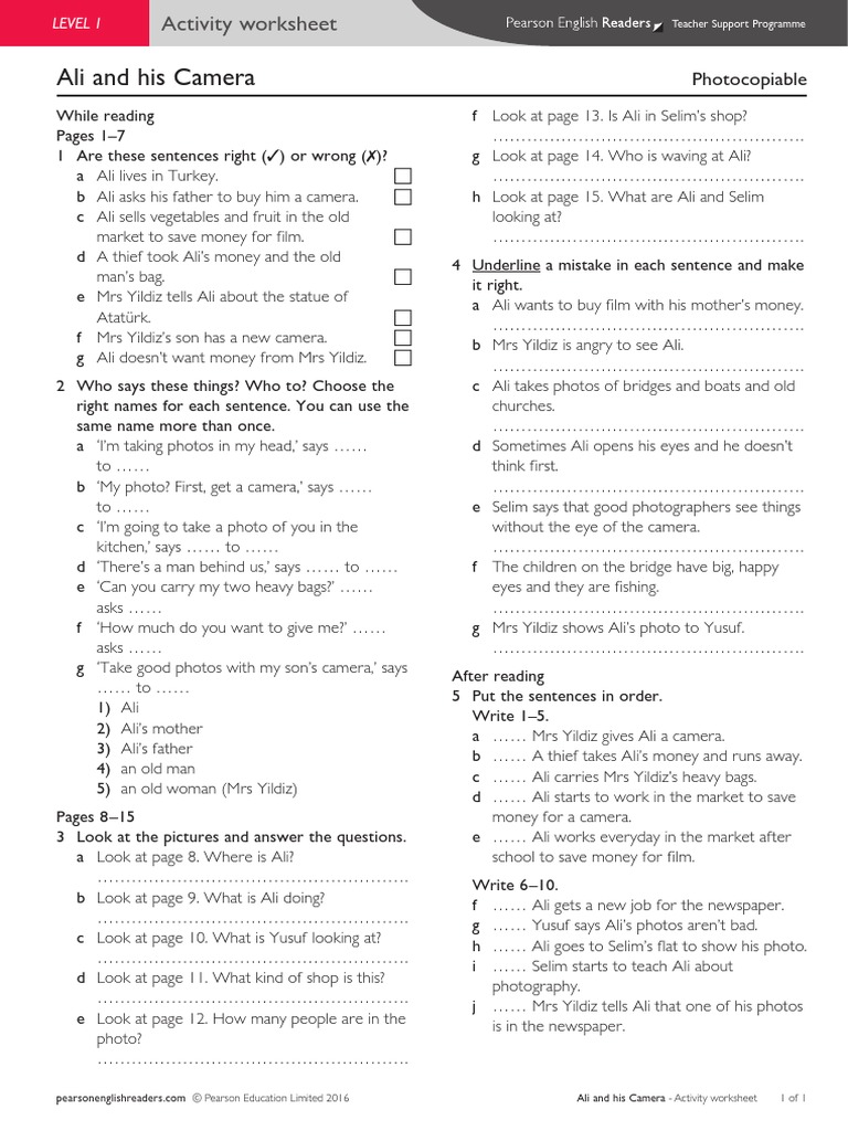 Ali and His Camera Worksheet | PDF
