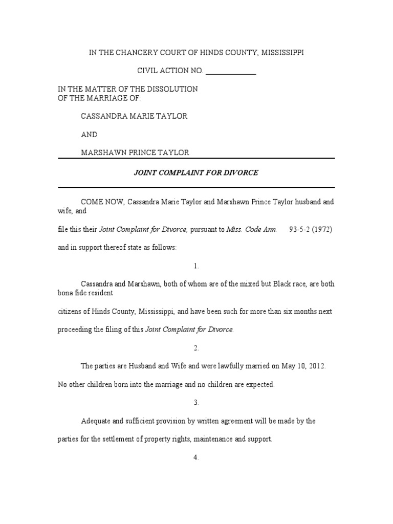 Complaint For Divorce Divorce Project | PDF | Divorce | Complaint