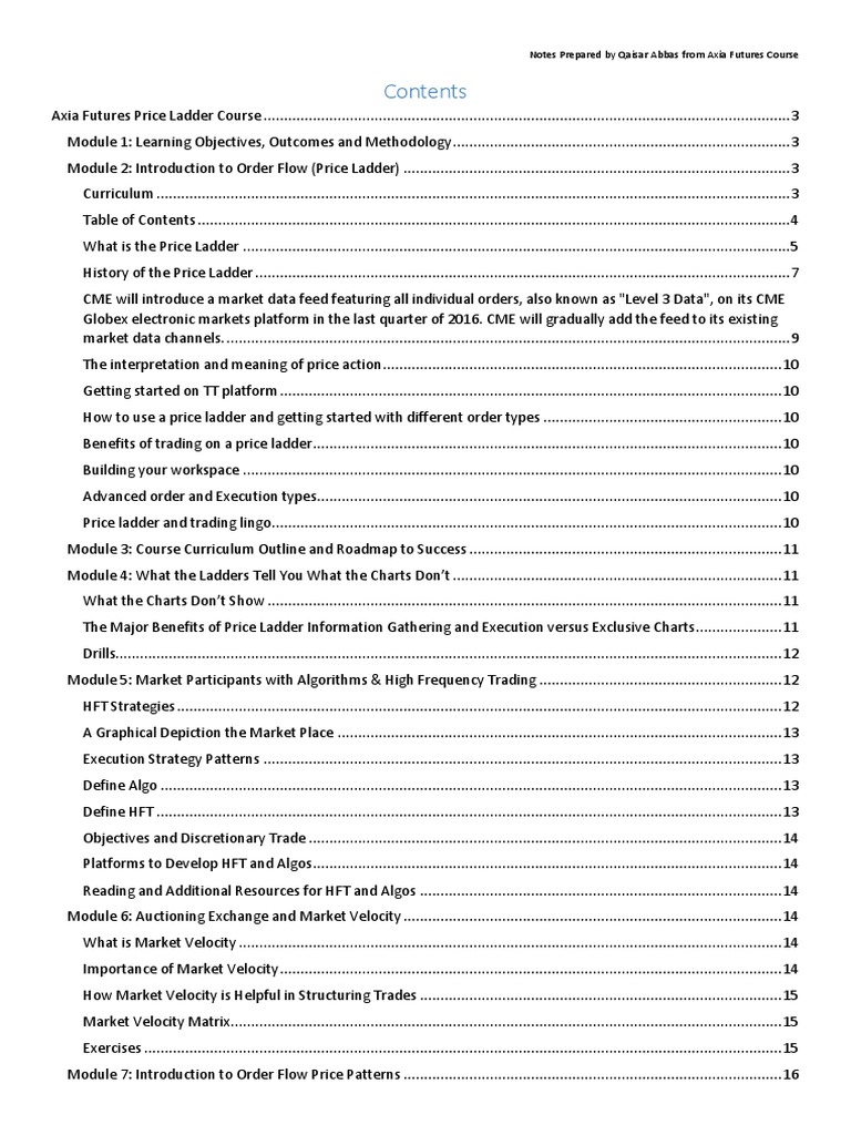 Axia Futures Price Ladder Course Notes | PDF | High Frequency Trading ...