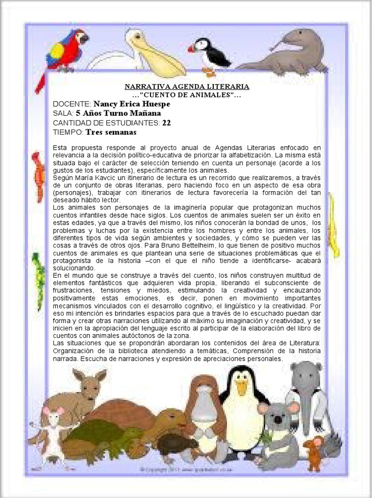 Narrativa Cuentos de Animales | PDF | Narración | Creatividad