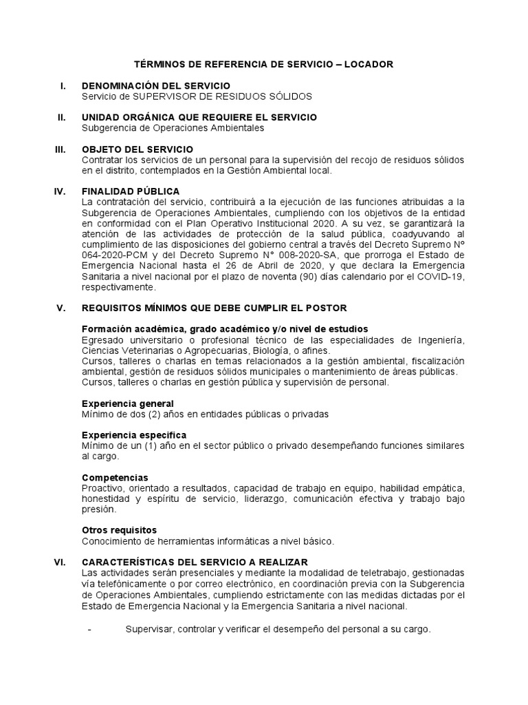 TDR Supervisor de RRSS | PDF | Residuos