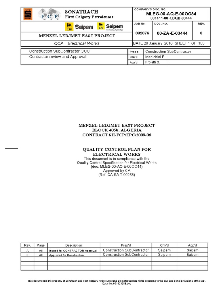 Mleg-00-Aq-E-00oo84-0 - Electrical Works | PDF | Specification ...