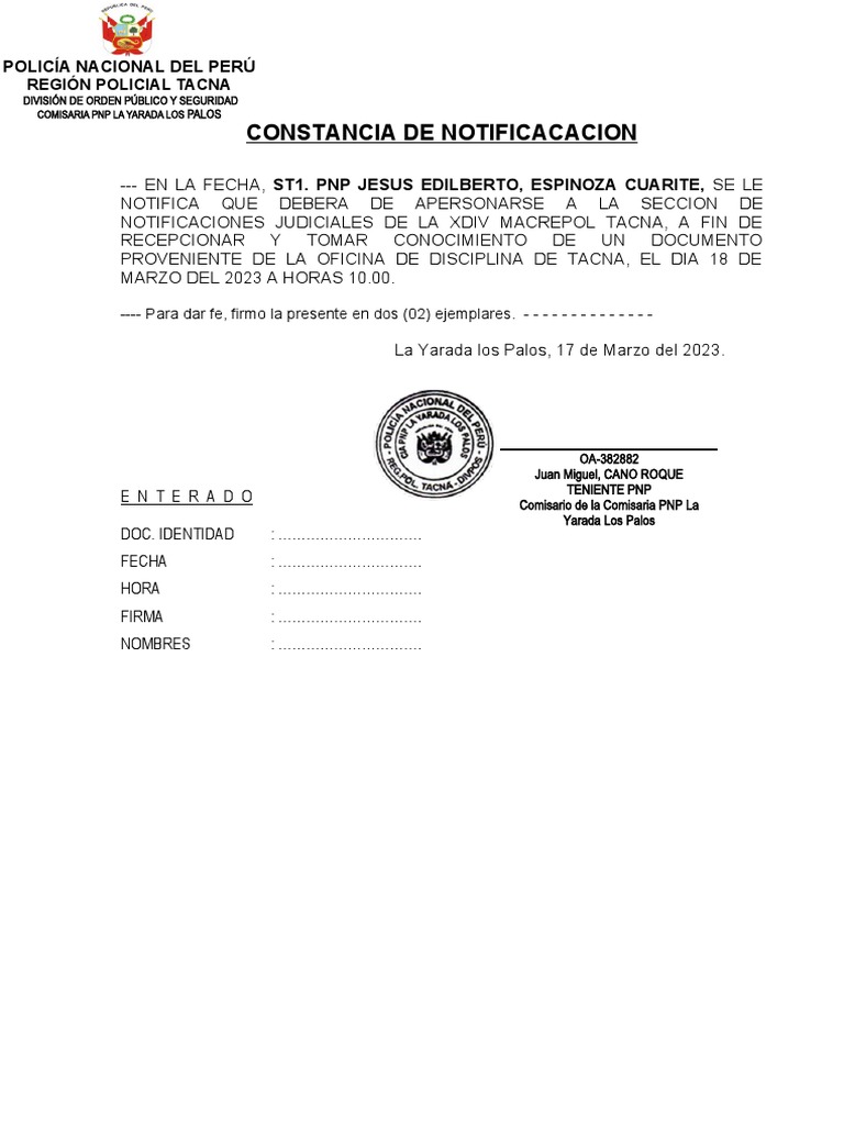 Constancia de Enterado | PDF