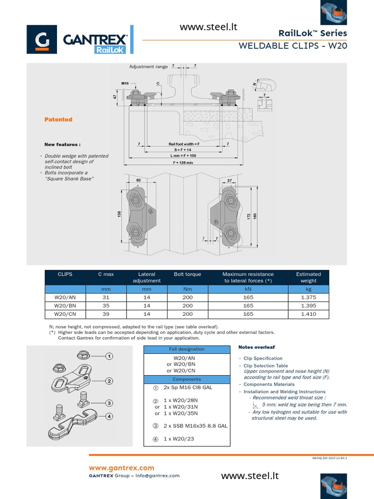 Gantrex Raillok w20 Steel - LT | PDF | Welding | Construction