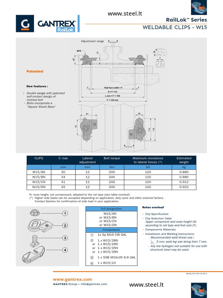 Gantrex Raillok w15 Steel - LT | PDF | Welding | Construction