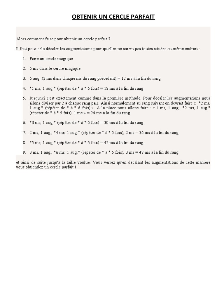 Obtenir un Cercle Parfait au Crochet | PDF