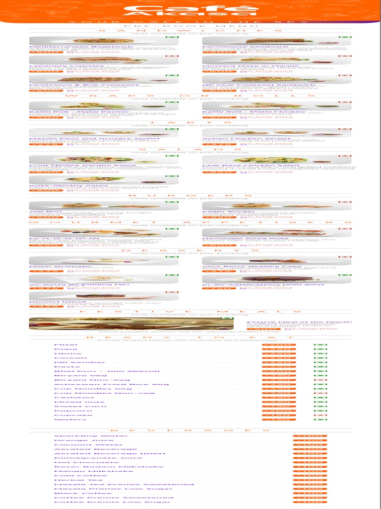 Cafe Akasa Menu PDF | PDF | Drink | Salad