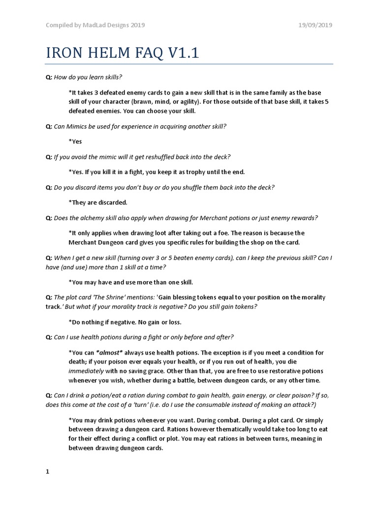 Iron Helm Faq V1.1 | PDF
