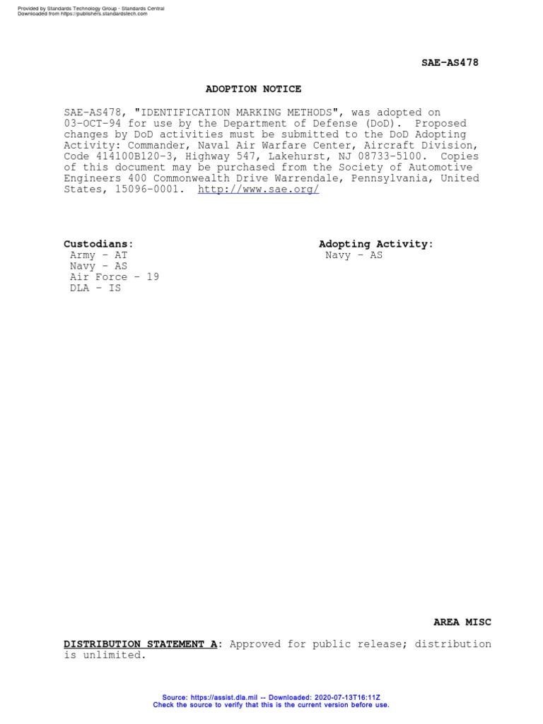 SAE AS478 Identification Marking Methods | PDF