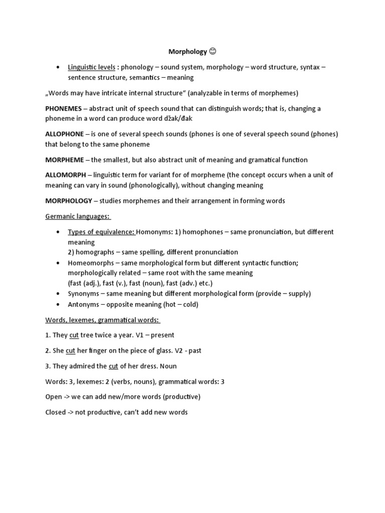 An In-Depth Exploration of Morphology | PDF | Word | Morphology ...