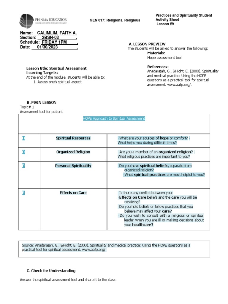 GEN 017 - SAS Lesson #9 | PDF | God | Spirituality