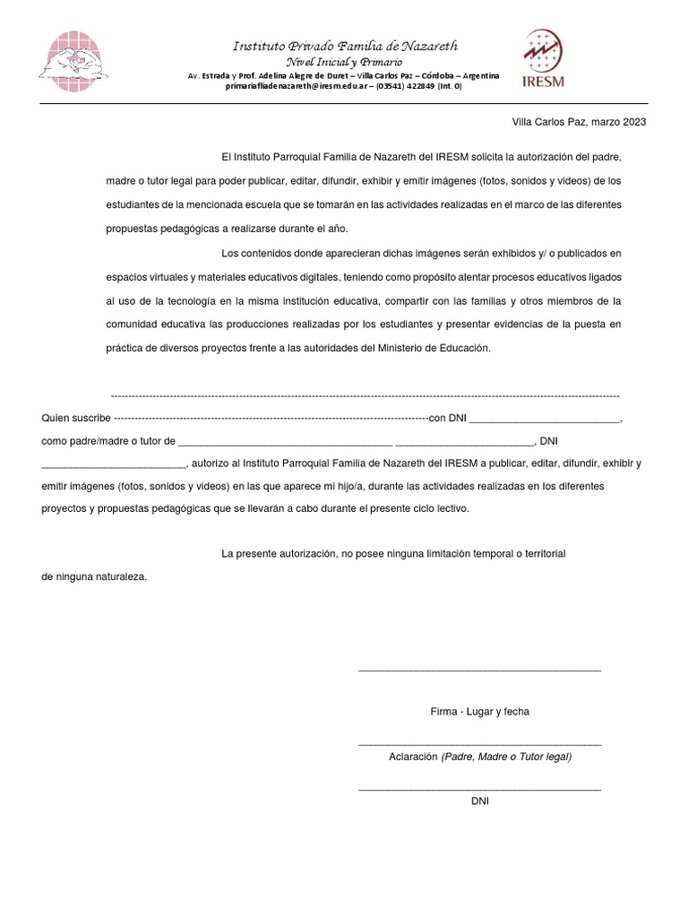 Autorización de Imagen | PDF