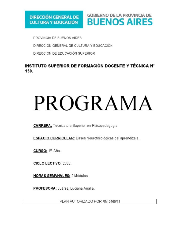 Programa Bases | PDF | Sistema nervioso | Cerebro