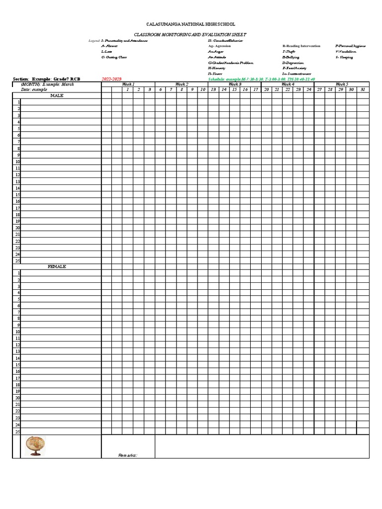Monitoring Sheet | PDF