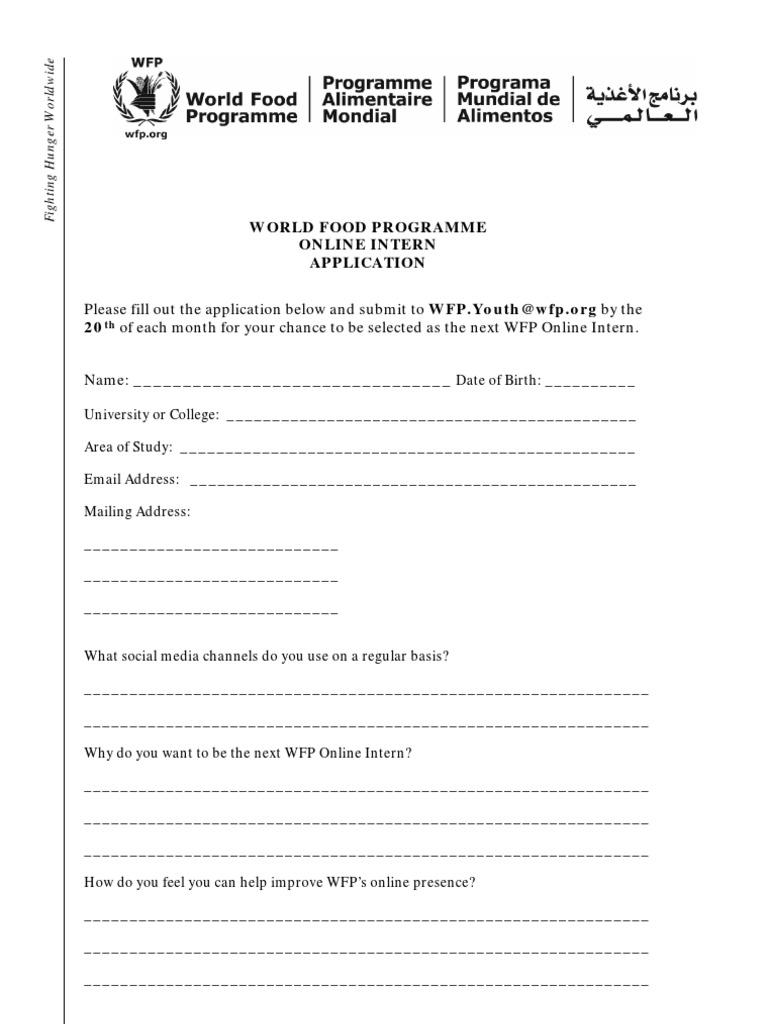 WFP Online Intern Application Form | PDF