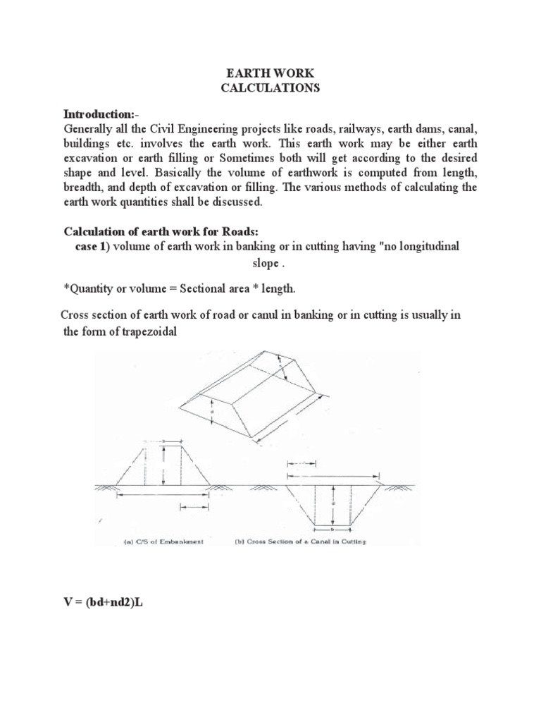 Earth Work Calculations Introduction | PDF | Slope | Area