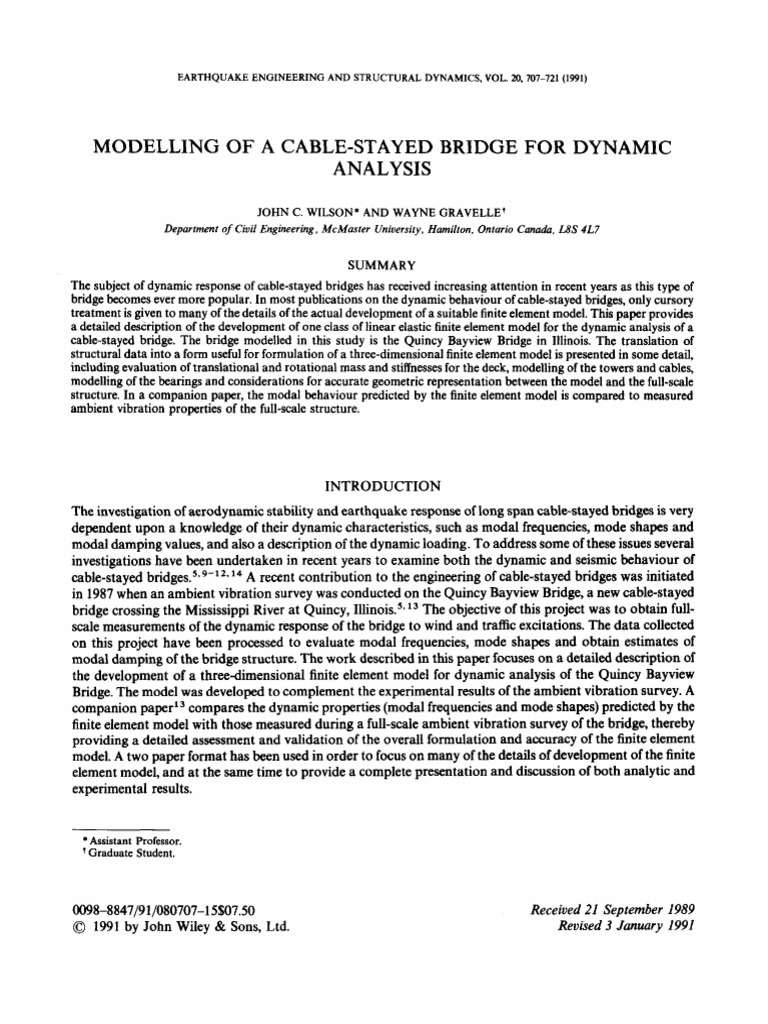 Modelling of A Cable-Stayed Bridge For Dynamic | Download Free PDF | Young's Modulus ...
