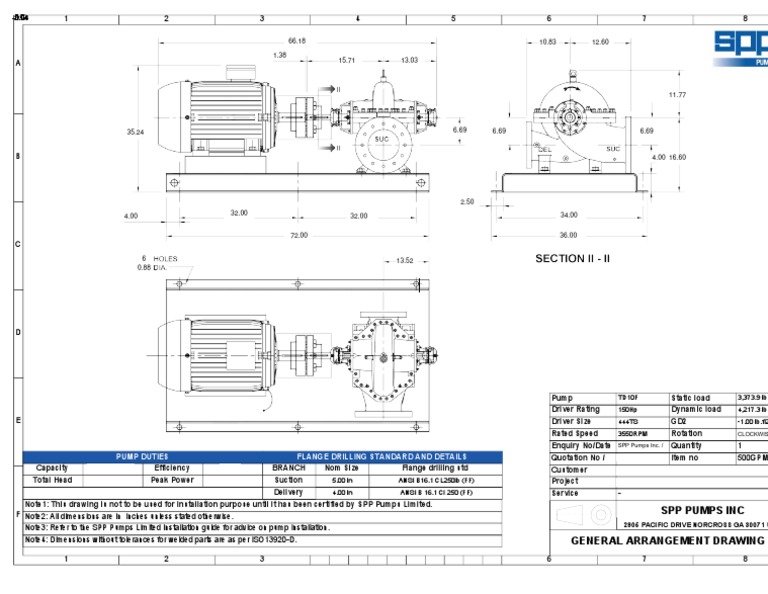 SPP Pumps - TD10 - 150HP-380V-CW - Drawing | PDF