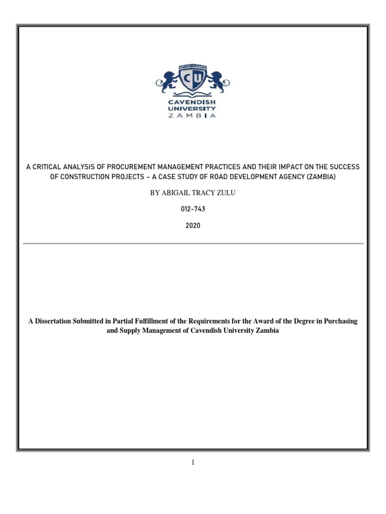 Abigail Tracy Zulu | PDF | Procurement | Supply Chain Management