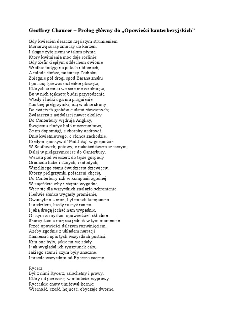 Chaucer. Prologue | PDF