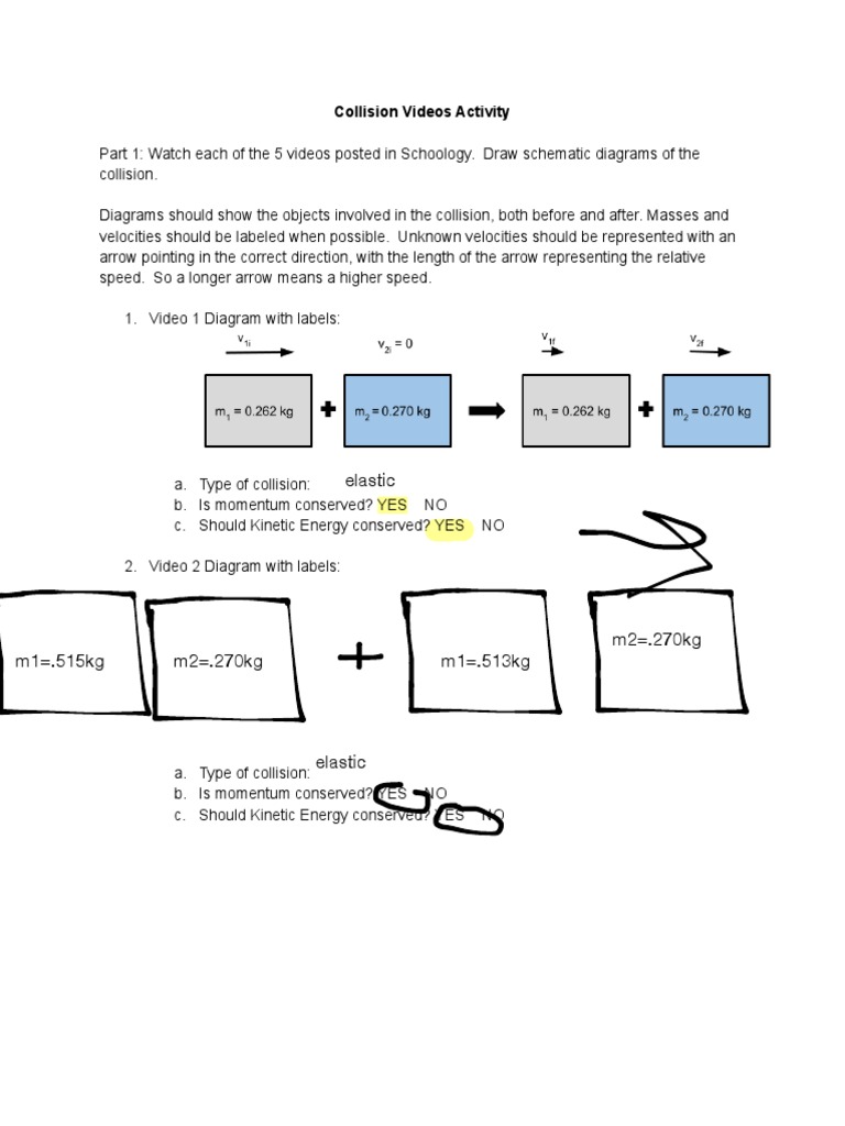 Collision Video Analysis Activity | PDF | Collision | Momentum