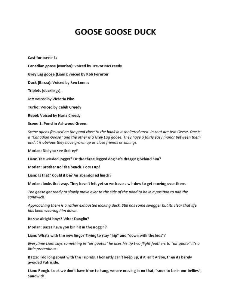 goosegooseduckscript final | PDF | Goose | Aviculture
