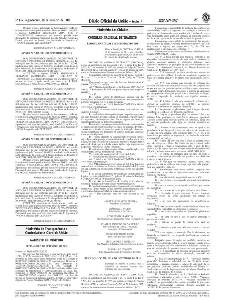 Resolução N 738-18 Do Contran | PDF | Tráfego | Governo