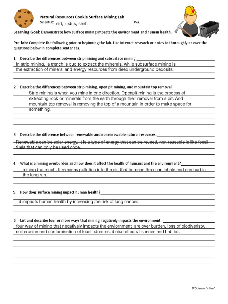 Cookie Mining Student Lab Sheet Handout | Download Free PDF | Surface ...