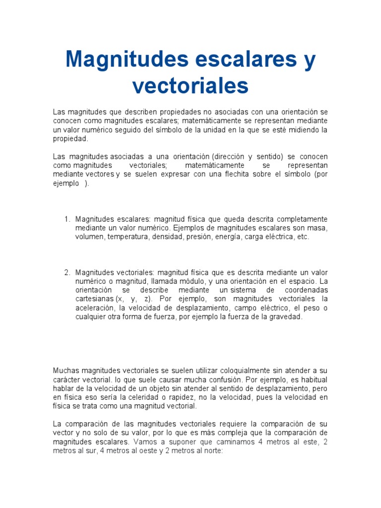 Magnitudes Escalares y Vectoriales | PDF