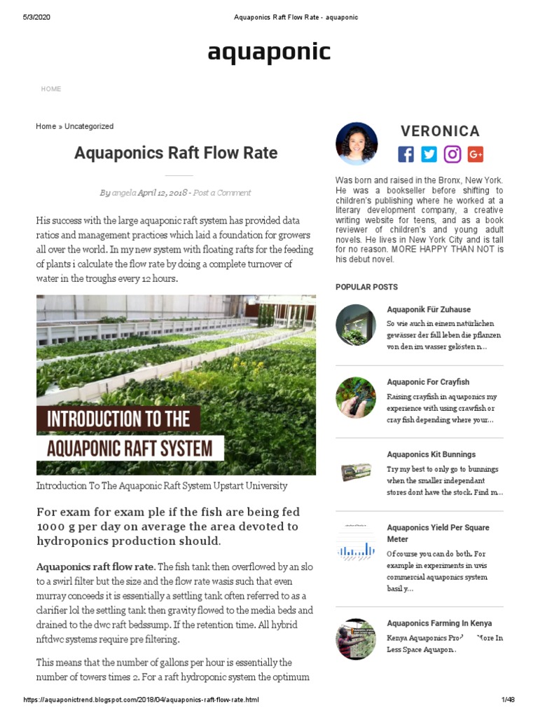 Aquaponics Raft Flow Rate - Aquaponic | PDF | Aquaponics | Fishing Industry