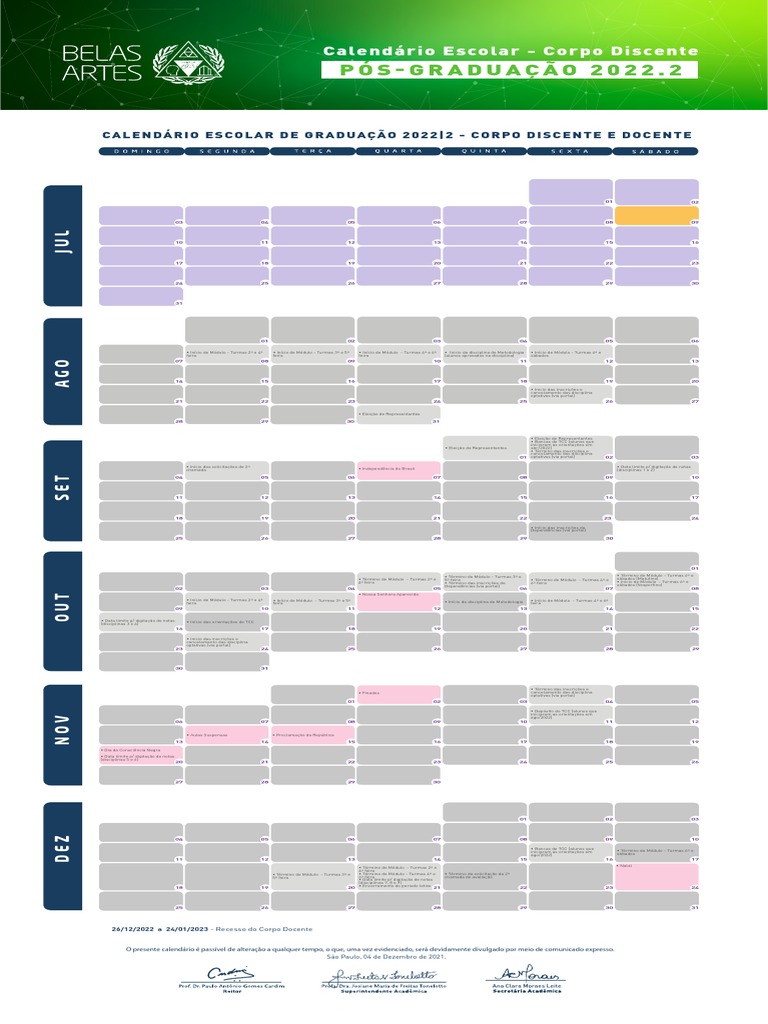 Belas Artes - Calendario Pos Graduacao 2022.2 PDF | PDF
