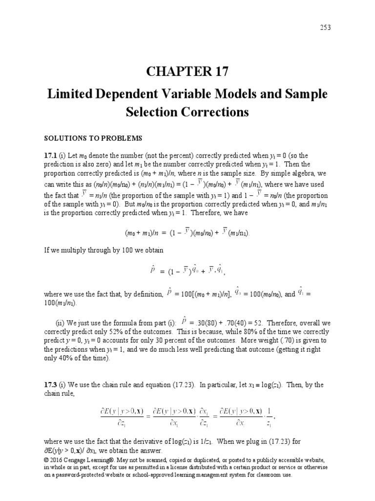 Wooldridge 7e Ch17 SM | PDF | Ordinary Least Squares | Coefficient Of Determination