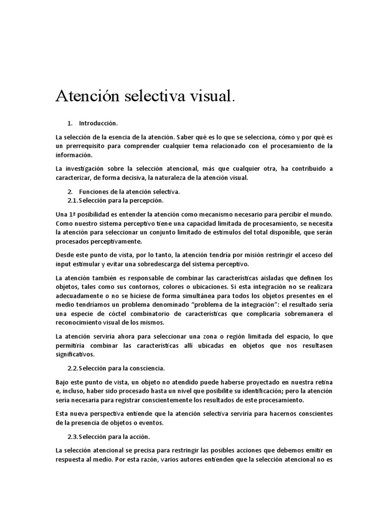 Atención Selectiva Visual: Teorías y Funciones | PDF | Atención ...