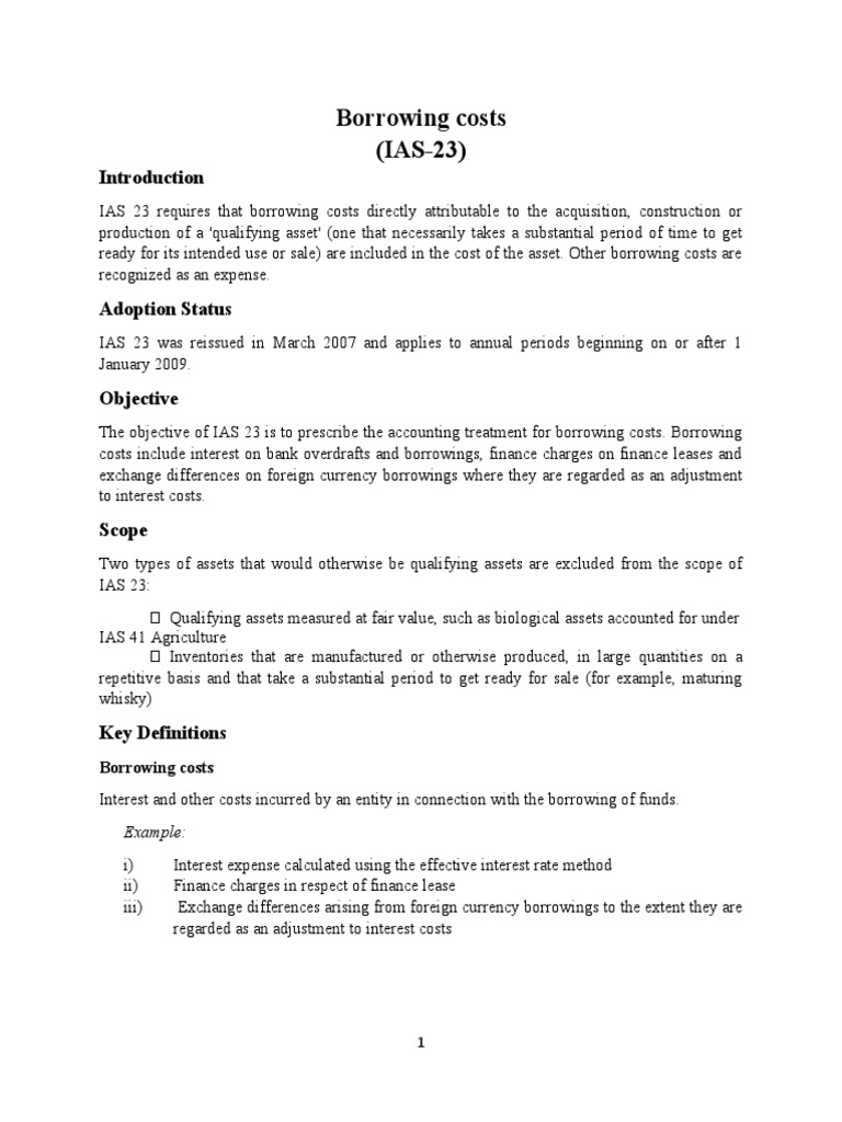 IAS 23: Capitalizing Borrowing Costs | PDF