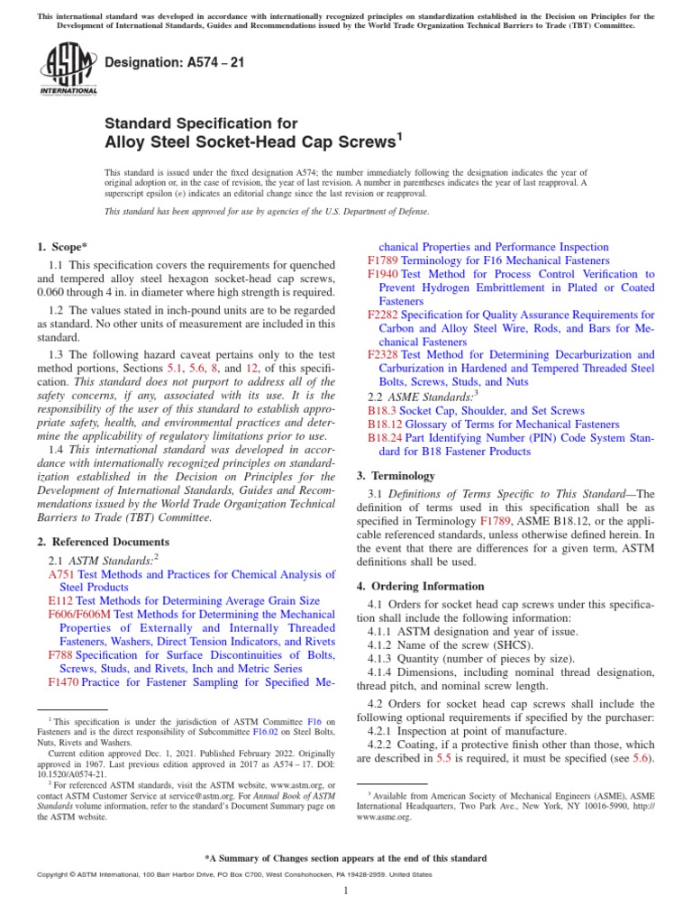 Astm A574 | PDF | Screw | Ultimate Tensile Strength