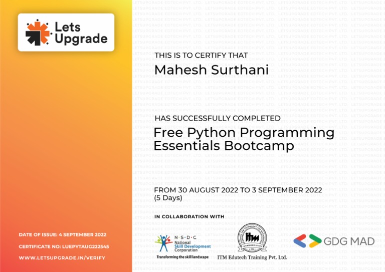 Free Python Certificate | PDF