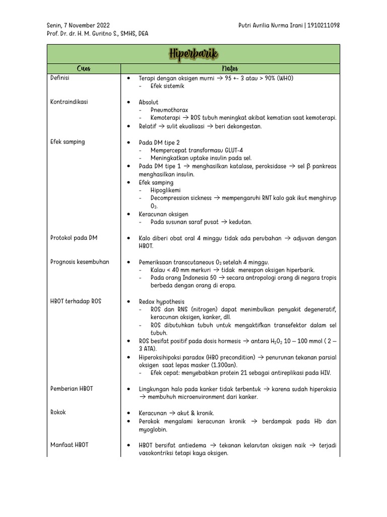 Catatan Presentasi Hiperbarik | PDF