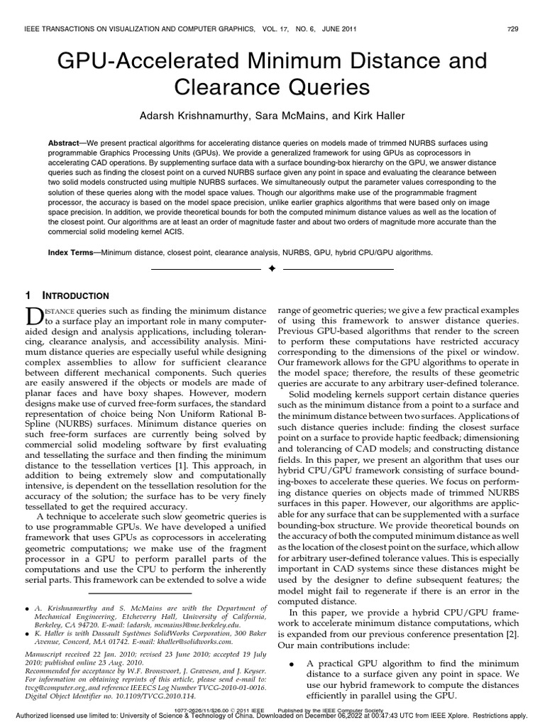 GPU-Accelerated Minimum Distance and Clearance Queries PDF | PDF | Graphics Processing Unit ...