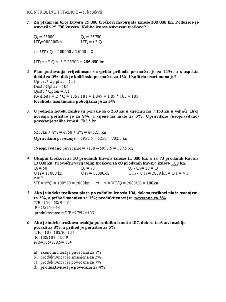 Kontroling - Pitalice S Odgovorima | PDF