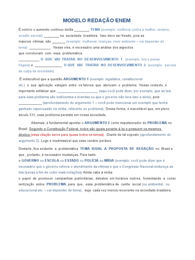 Modelo Redação Enem Pdf