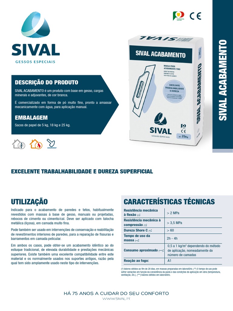 FT - SIVAL Acabamento - v20052020PT - Compressed | PDF | Cimento | Gesso